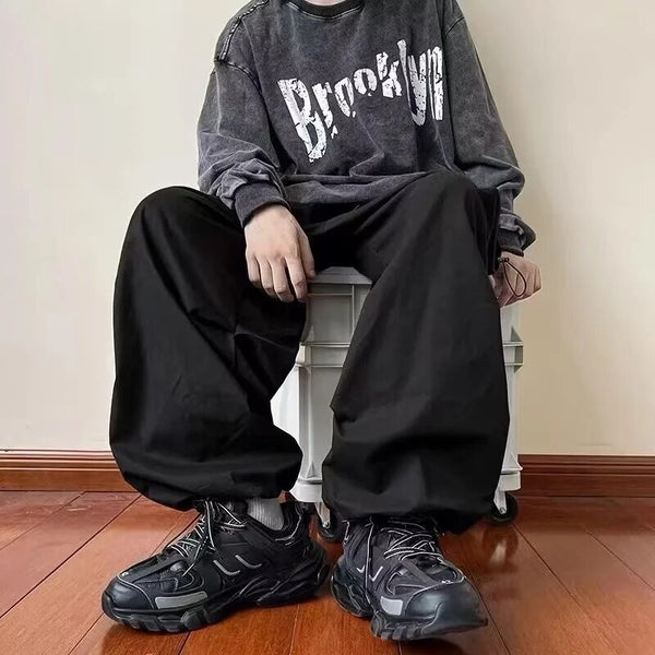 Baggy Wide Leg Kpop Pants With Side Pockets - Hello South Korea